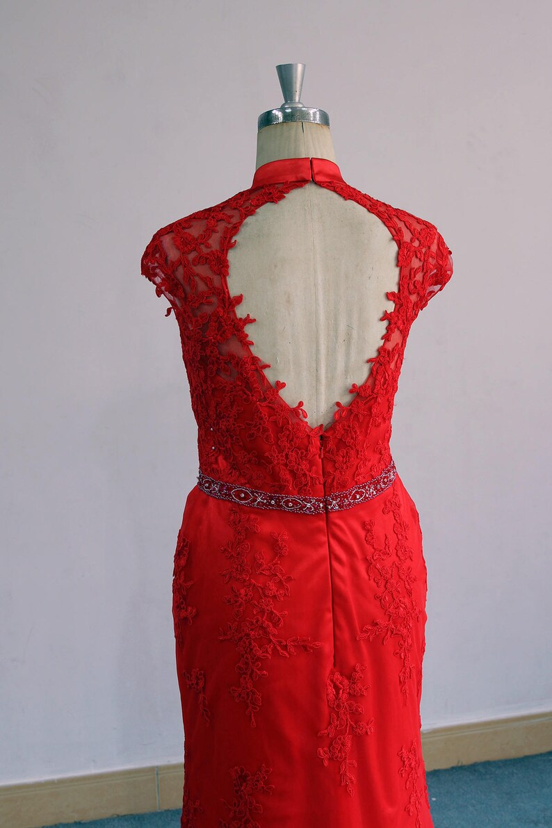 Traditinal Keyhole Back Vintage Lace Wedding Dress Red - Etsy