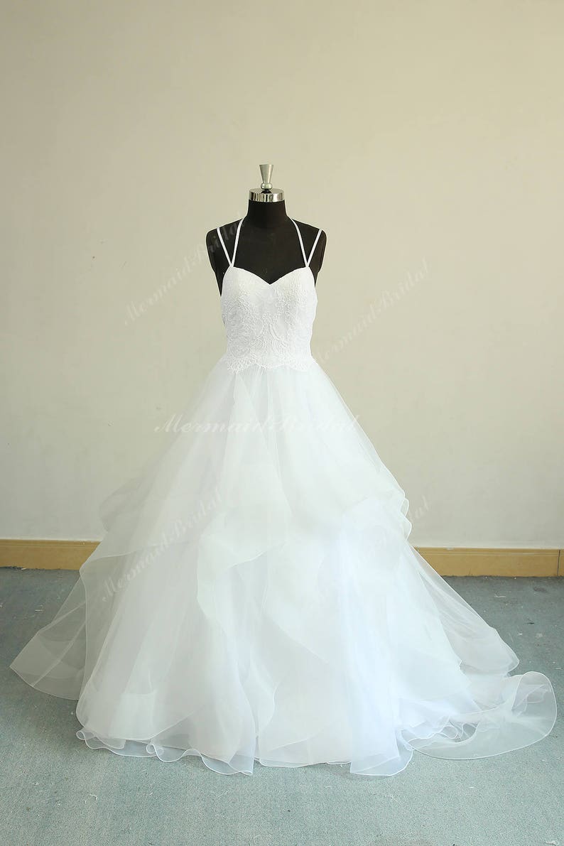 Romantic Open Back White Tulle Lace Wedding Dress Formal - Etsy