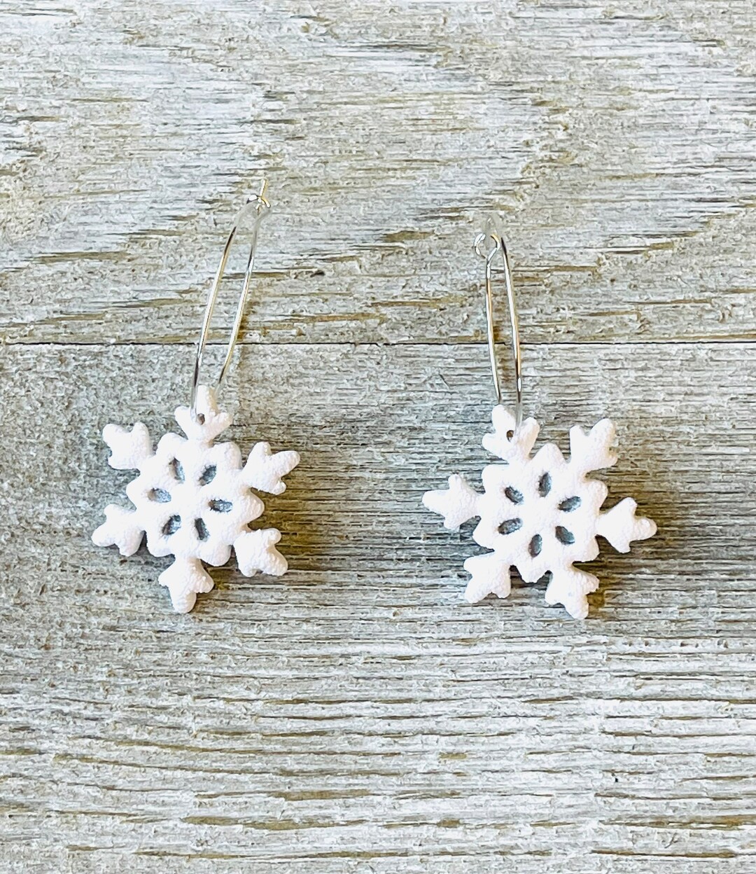 Snowflake Earrings Winter Clay Earrings Handmade Jewelry Gift for Her ...