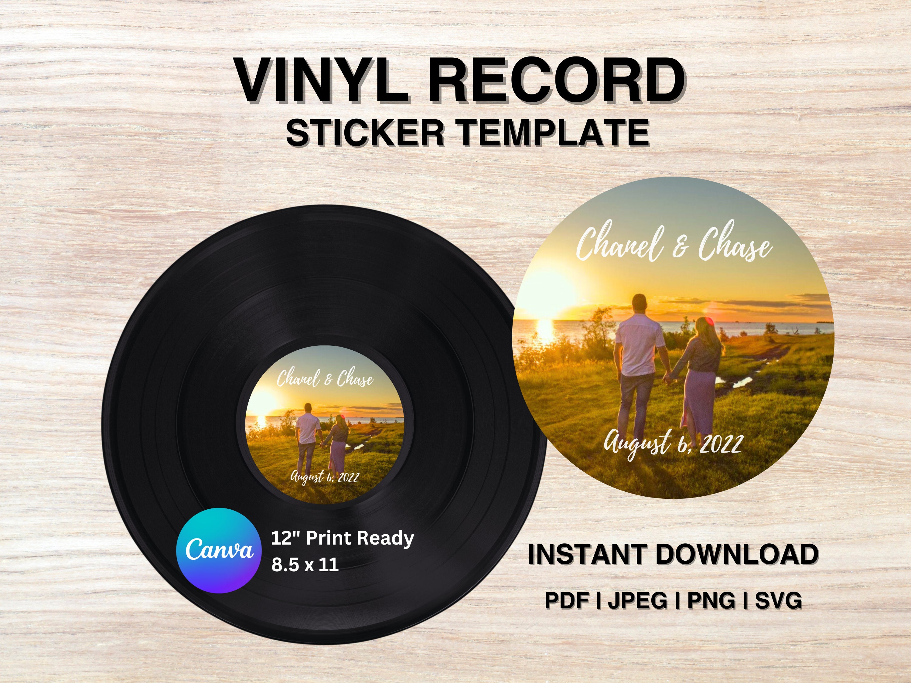 Vinyl Record Sticker Template for Wedding Guest Book Personalized ...