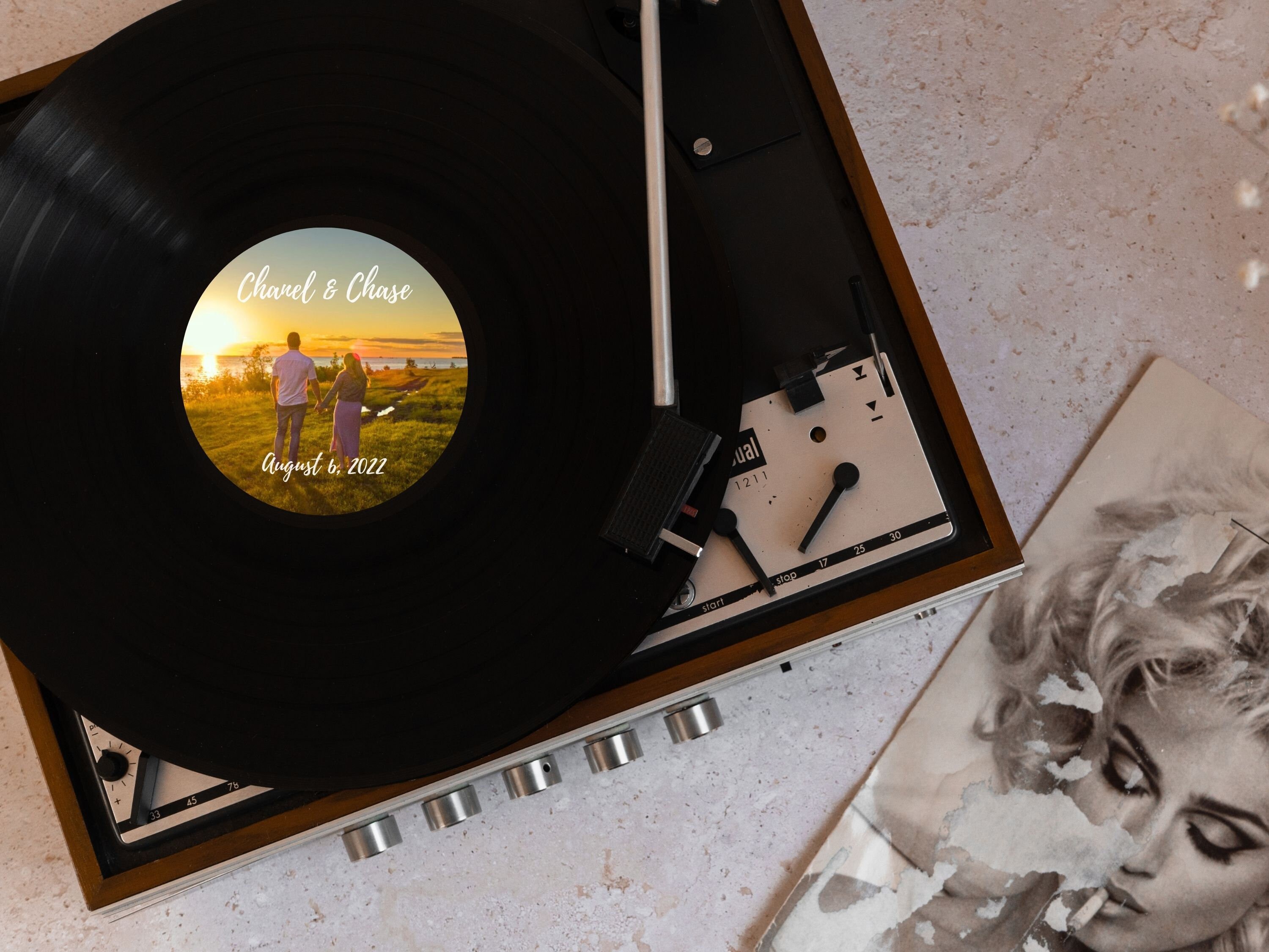 Vinyl Record Sticker Template for Wedding Guest Book Personalized ...