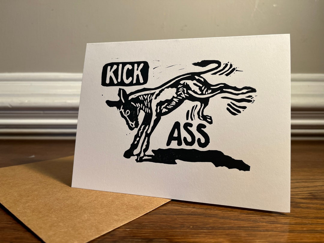 Kick Ass Card with Envelope, Blank Inside, Handmade Art Note Cards ...
