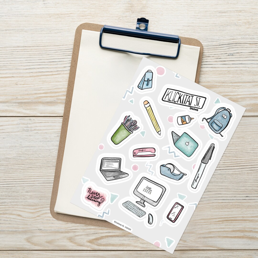 School Supply Sticker Sheet - Etsy