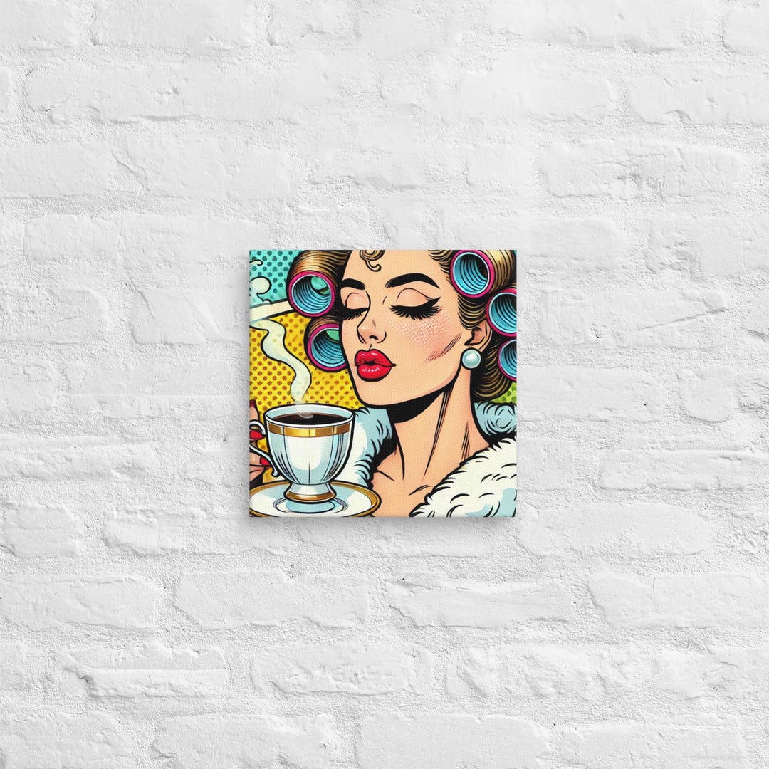 Retro Glam Pop Art Pinup Morning Routine Canvas - Etsy
