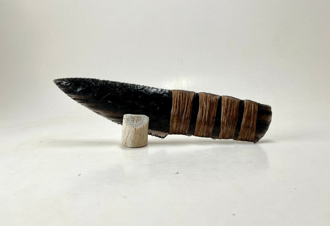 Banded Obsidian Dagger W/ Synthetic Sinew Wrap Flintknapping by Bo ...