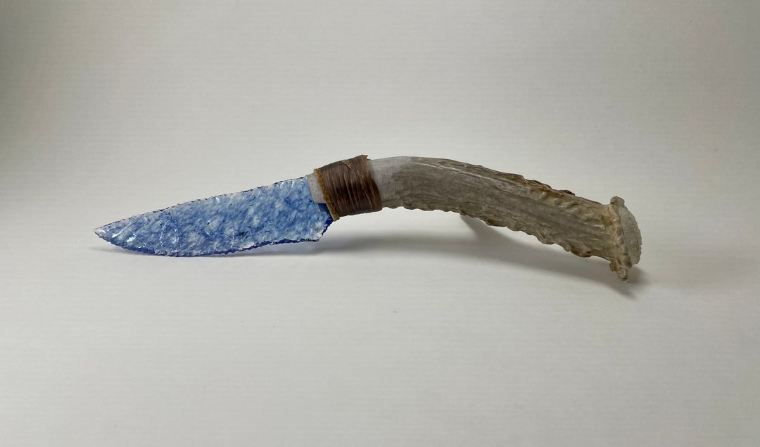 Blueberry Quartz Knife W/ Deer Antler Handle Flint Knapping by Bo Earls ...