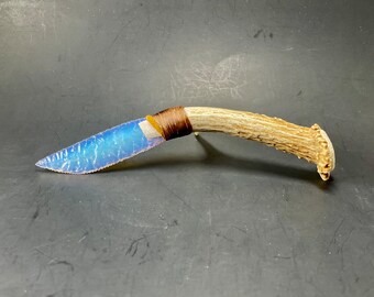 Opal Glass Knife W/ Deer Antler Handle Flint Knapping by Bo Earls - Etsy