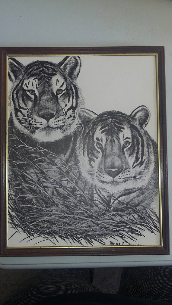 Richard G Lowe Pair of Tigers Art Print 8x10 | Etsy