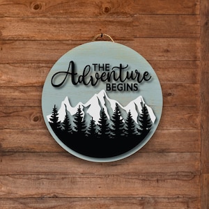 Mountain Adventure Begins, Cabin Wall Decor, Camping Decor, Nursery ...