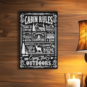 Custom Cabin Sign, Rules Sign, Cabin Sign Outdoor, Rustic Cabin Sign ...