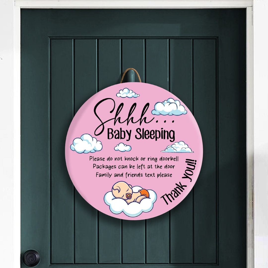 Sleeping Baby Sign, Do Not Ring Door Bell Sign, Baby Door Hanger, Do ...