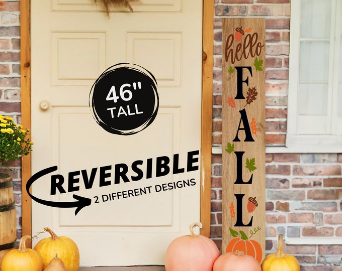 Handmade Hello Fall Porch Sign: Rustic Wood Welcome Decor, 4ft - Etsy