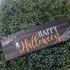 Happy Halloween Wood Sign, Fall Mantle Decor, Indoor Signage, Spider ...