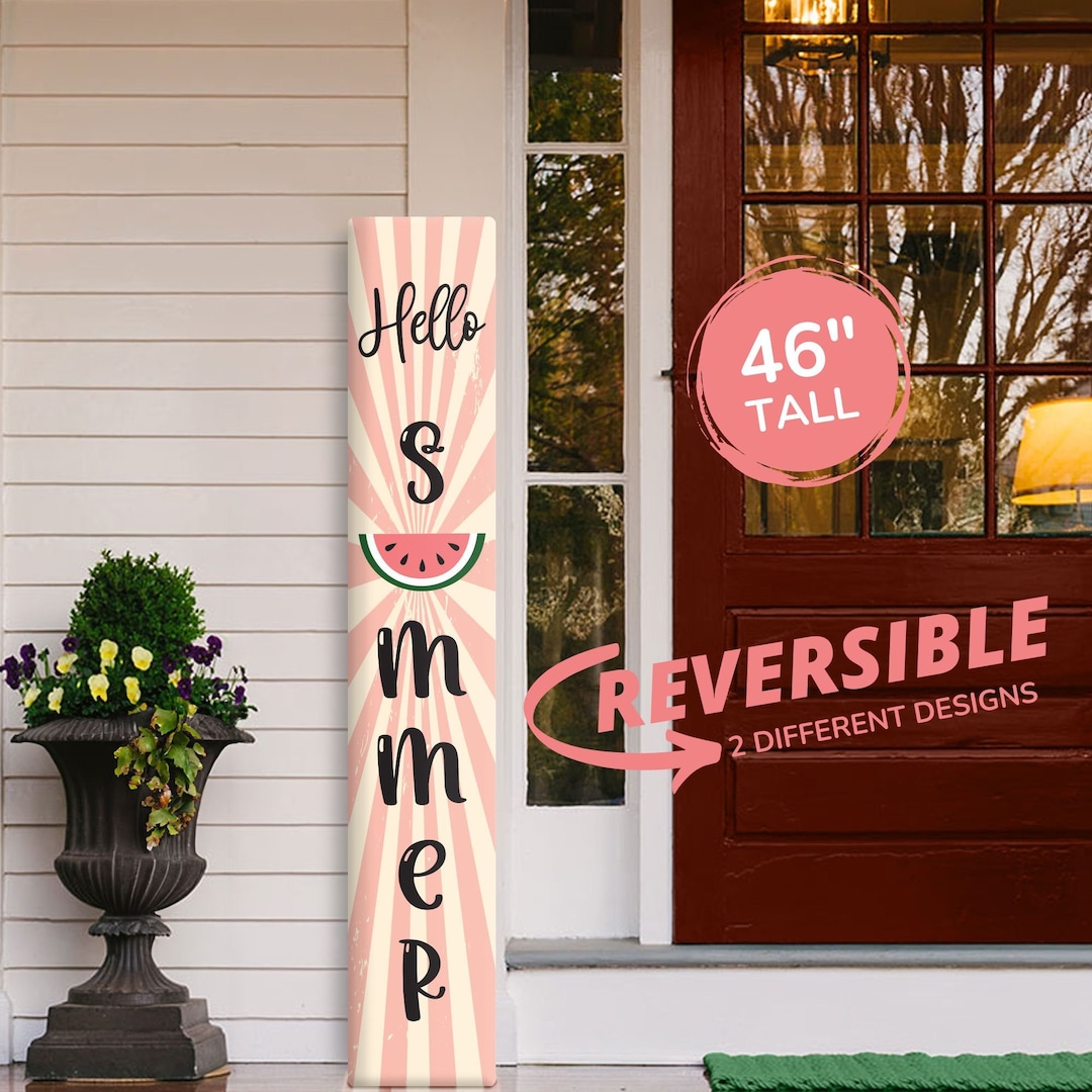 Hello Summer Sign, Watermelon Porch Decor, Welcome Leaner - Etsy