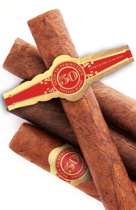 50th Birthday Custom Cigar Bands - Aged to perfection - Male Birthday ...