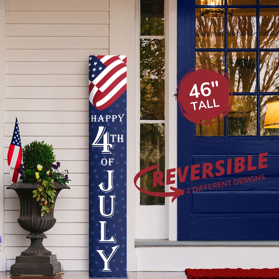 July 4th Porch Sign, Happy Fourth Decorations, USA Front Porch Leaner ...
