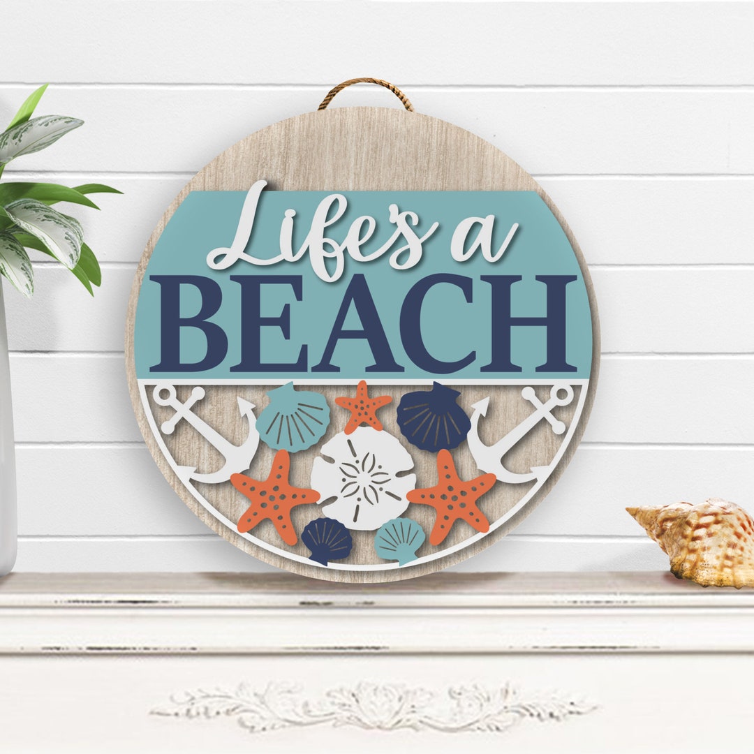 Life's A Beach Door Sign: Coastal Decor, Beach House - Etsy