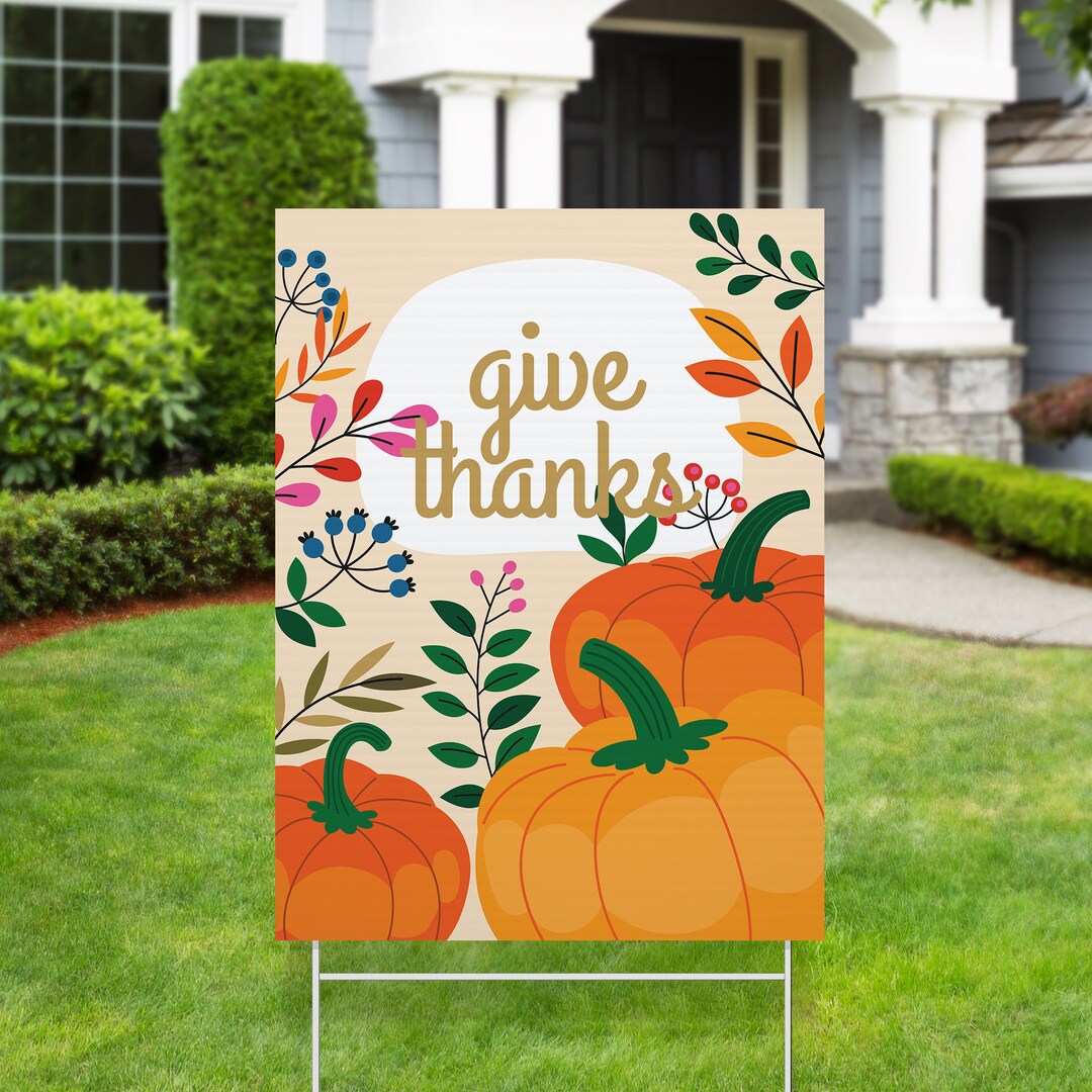 Give Thanks, Thanksgiving Decorations Outdoor, Fall Yard Sign - Etsy