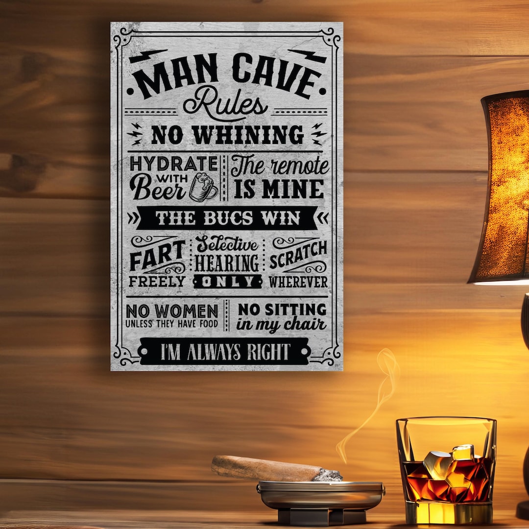 Personalized Man Cave Rules Sign: Custom Team Decor - Etsy