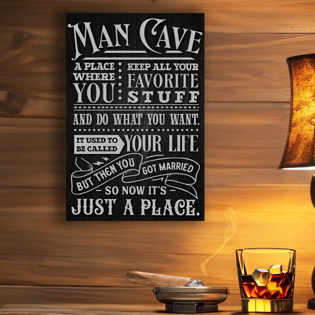 Man Cave Decor, Husband Man Cave, Man Cave Sign, Man Cave Wall Art ...