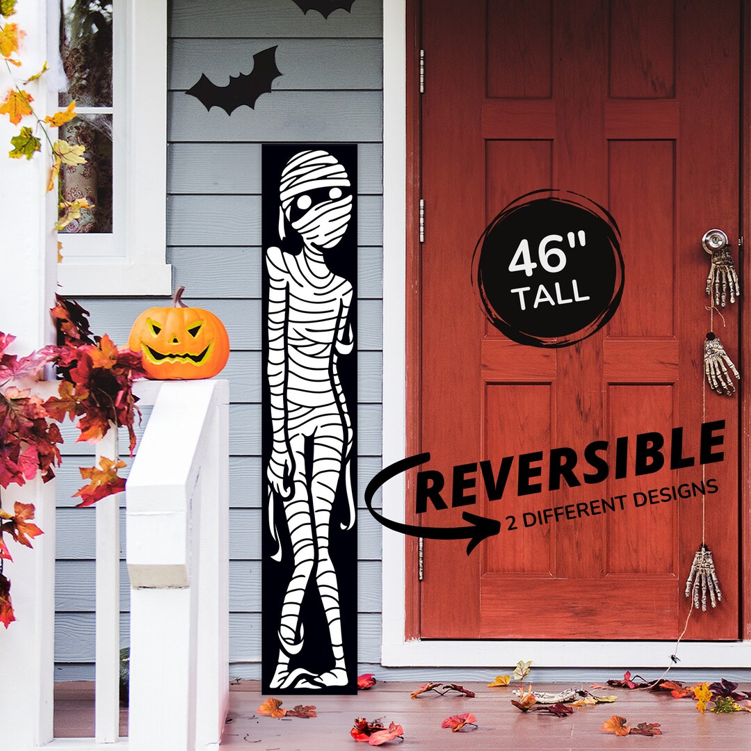 Mummy Halloween Decoration, Front Porch Leaner, Welcome Door, Spooky ...