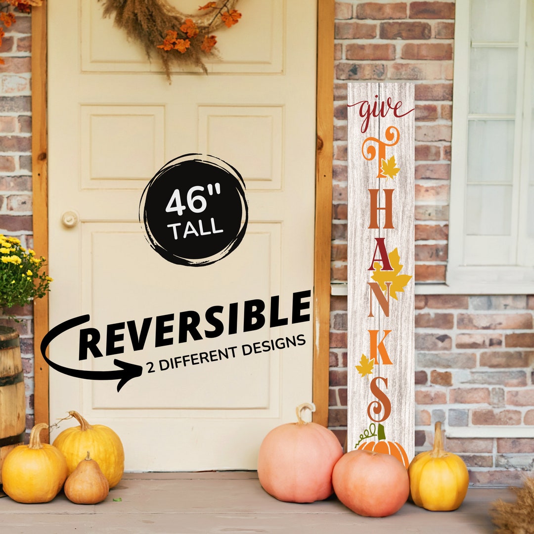 Give Thanks Sign, Thanksgiving Porch Leaner, Fall Welcome Signs ...