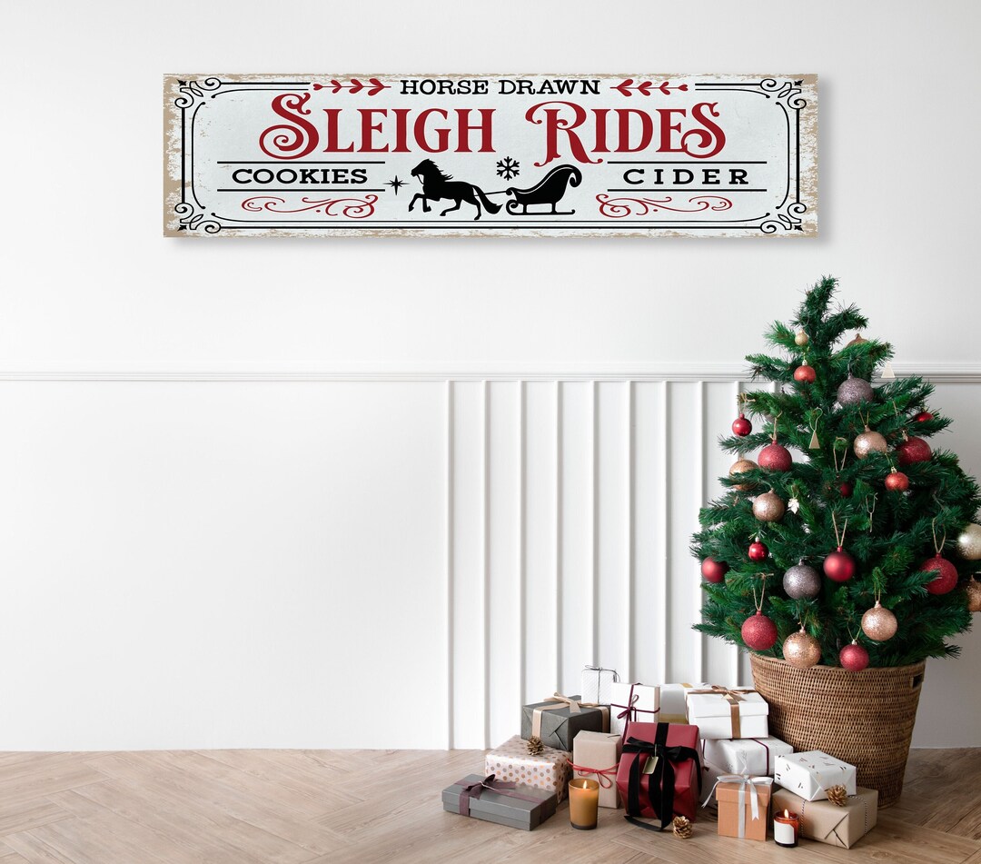 Sleigh Rides Christmas Sign: Rustic Farmhouse Holiday Decor - Etsy