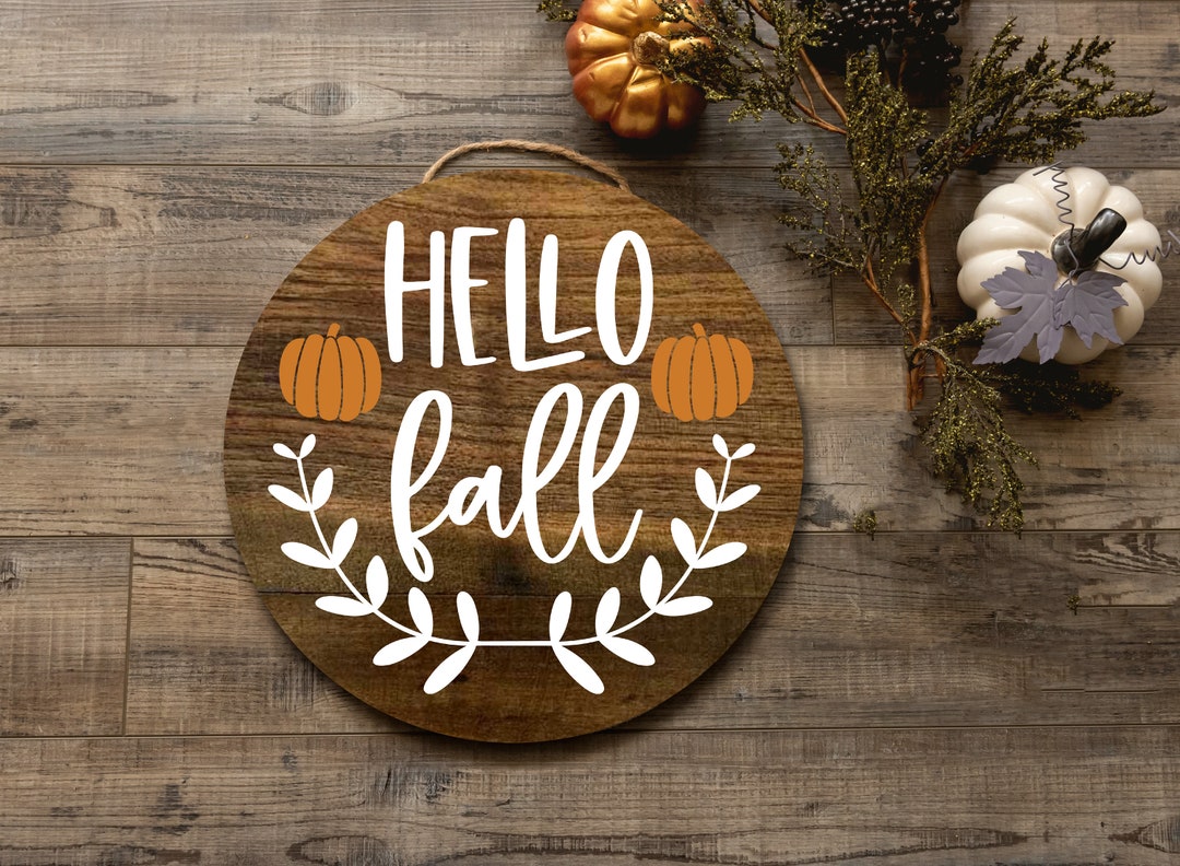 Hello Fall, Autumn Decor, Pumpkin Door Sign, Thanksgiving Wood - Etsy