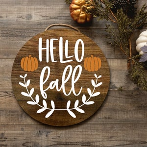 Hello Fall, Autumn Decor, Pumpkin Door Sign, Thanksgiving Wood - Etsy