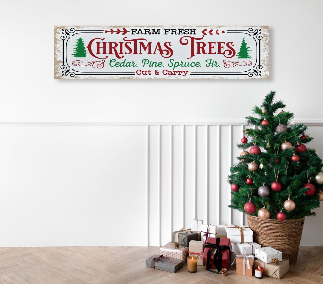 Christmas Trees Sign, Metal Christmas Sign, Rustic Christmas Sign ...