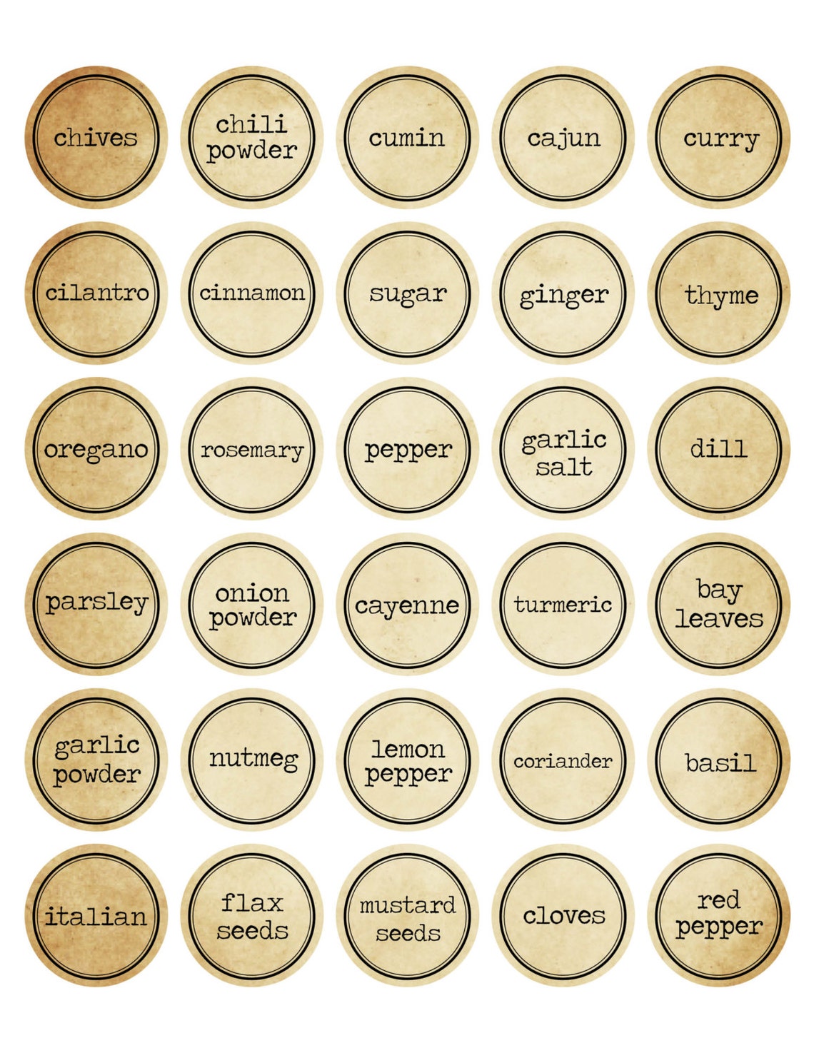 Spice Labels Gourmet Spice Labels Spice Jar Labels Herb - Etsy
