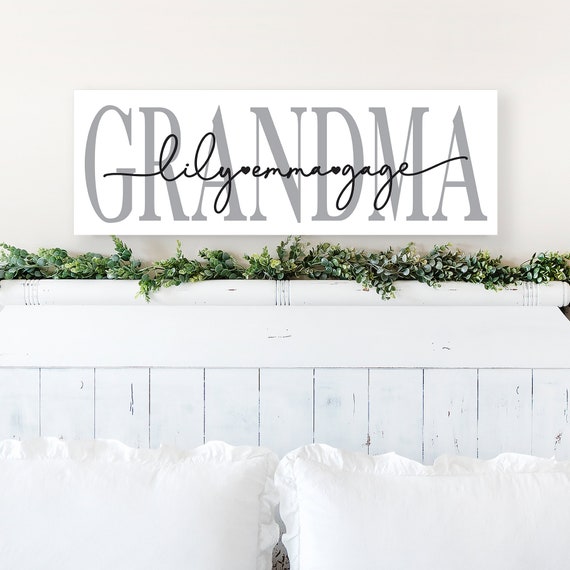 Grandma Gift Sign With Kids Names, Custom Wood Sign, Mom Sign ...