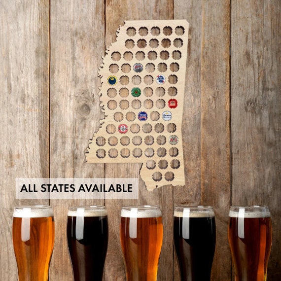 Mississippi Bottle Cap Map Display - Beer Cap Holder - Beer Cap Map ...
