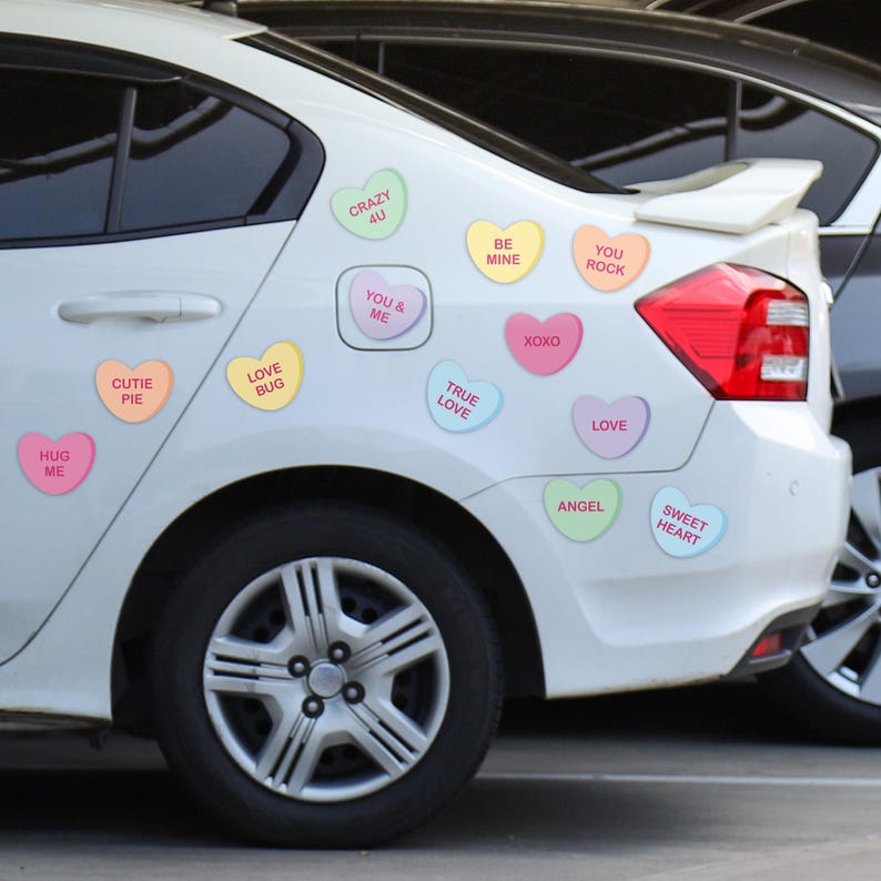 Valentine's Accessories for Car, Conversation Heart Vehicle Magnets ...