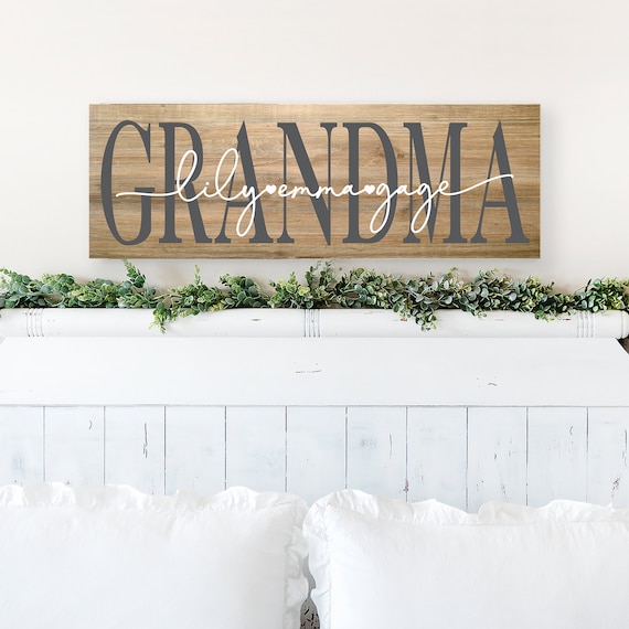 Great Grandma Gift Sign With Kids Names, Custom Wood Sign, Mom Sign ...