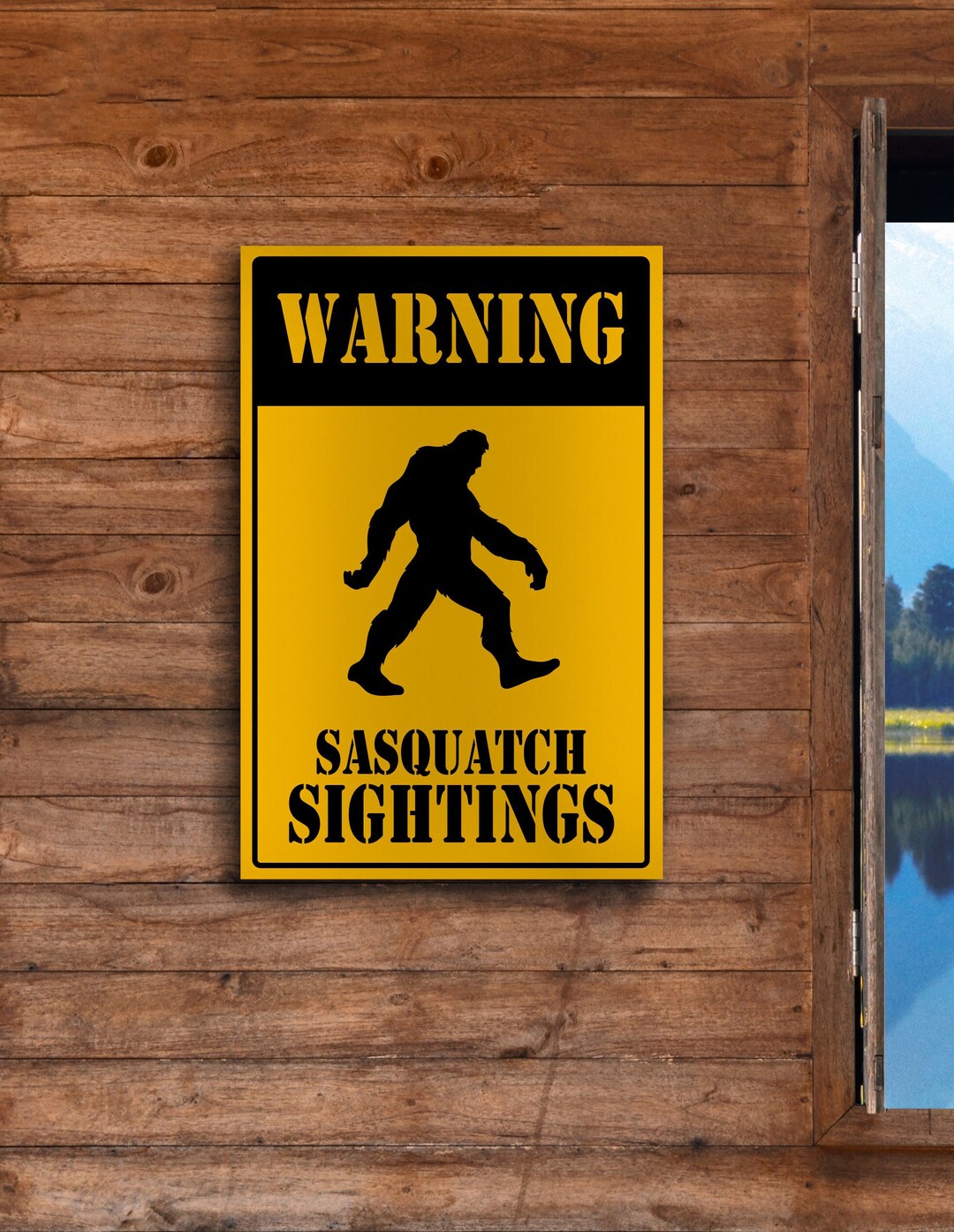 Sasquatch Cabin Decor Sign Gift, Big Foot Mountain Home Wood Wall Art ...