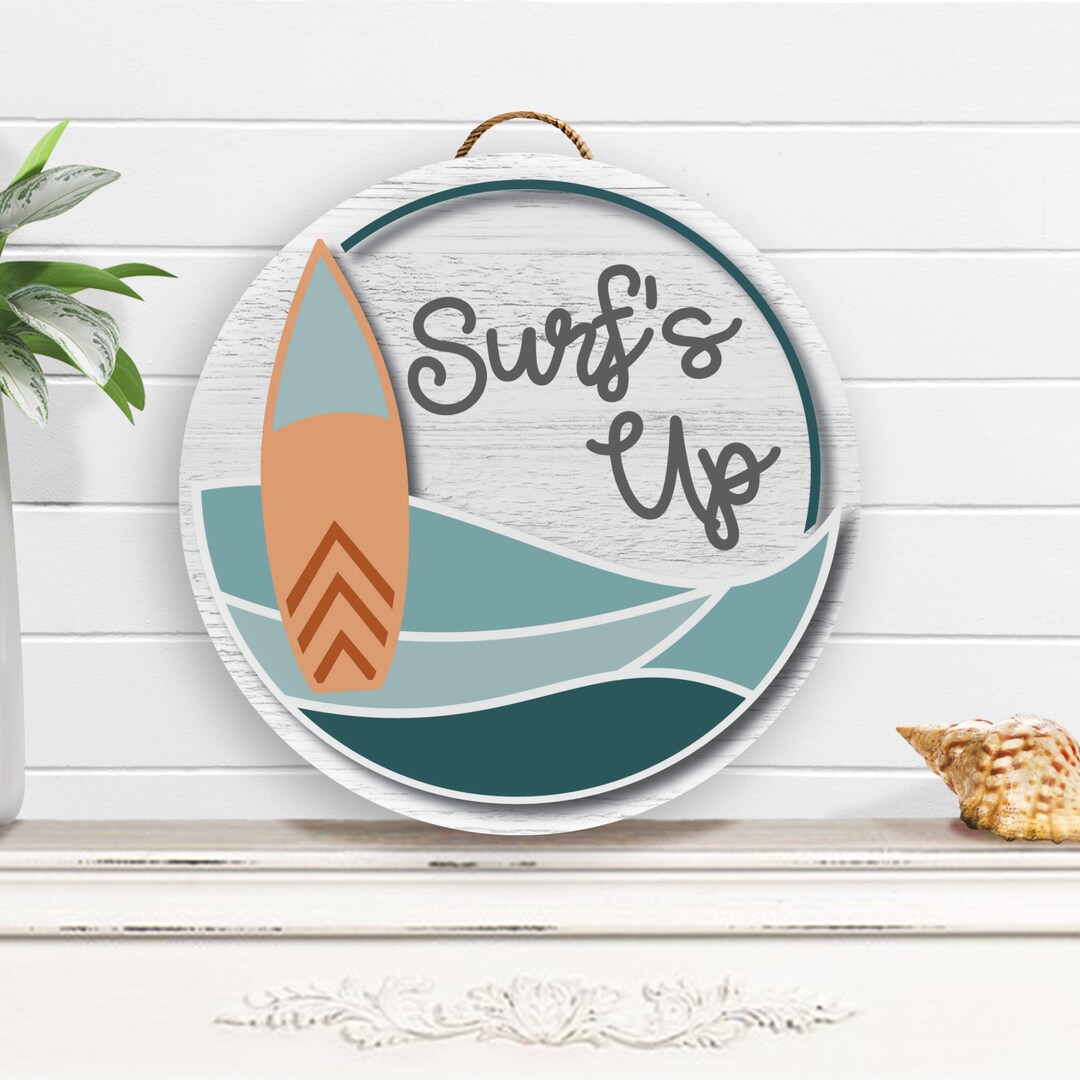 Surf's up Sign, Surf Sign, Surfer Gift, Surfboard Decor, Surfboard Sign ...