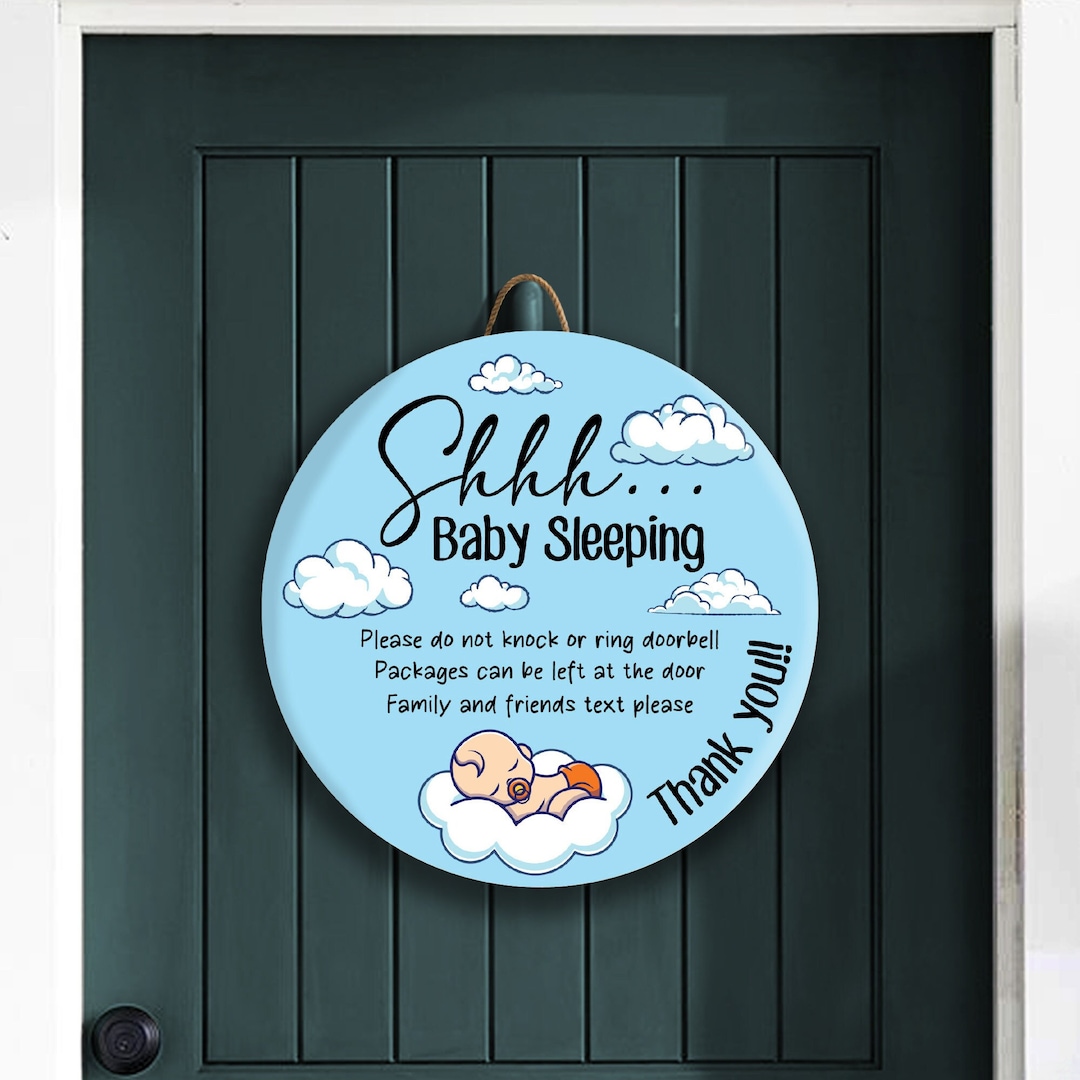 Shh Baby Sleeping Sign: Blue Front Door Decor (15.75" Diameter) - Etsy