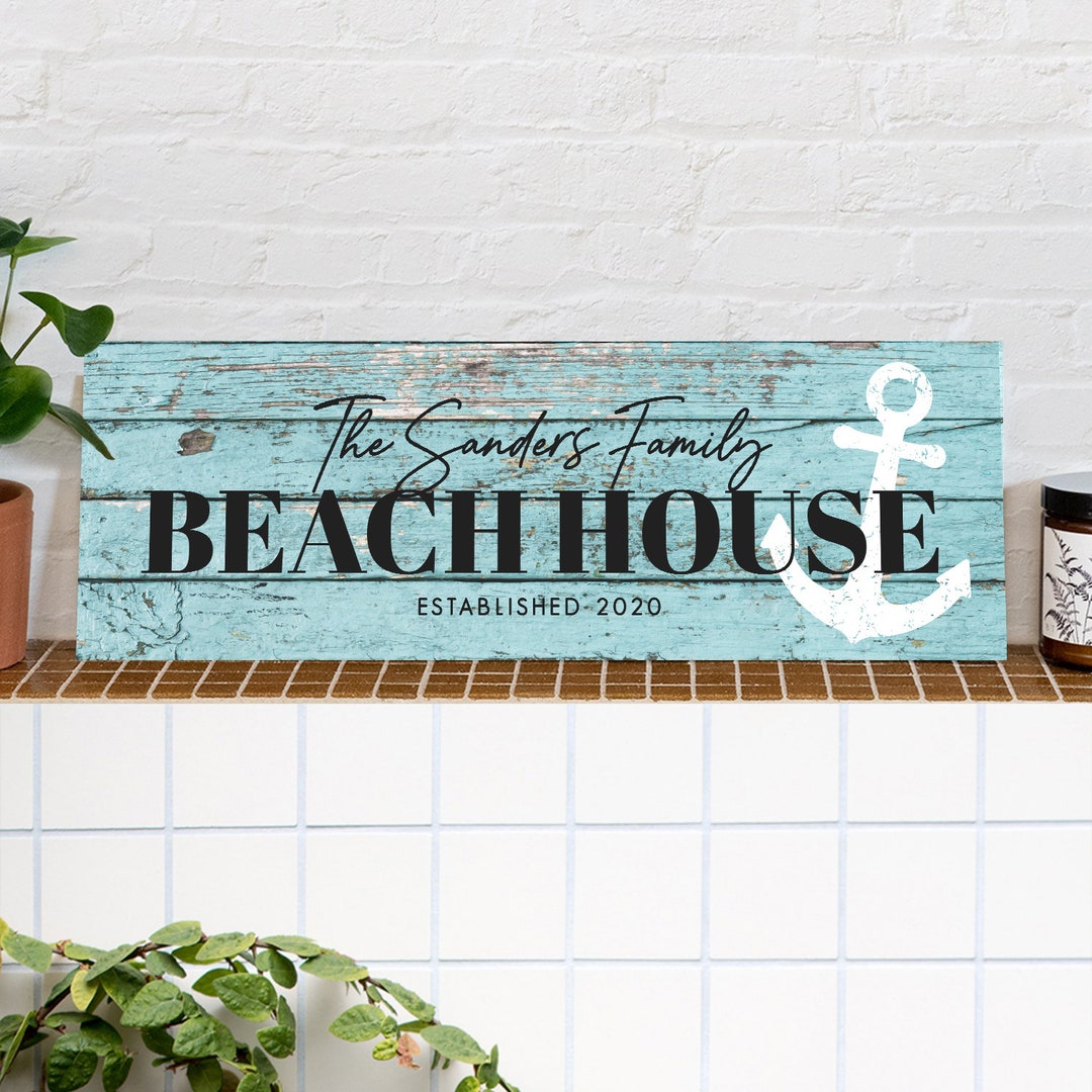 Personalized Beach House Family Sign | Custom Nautical Wall Decor ...