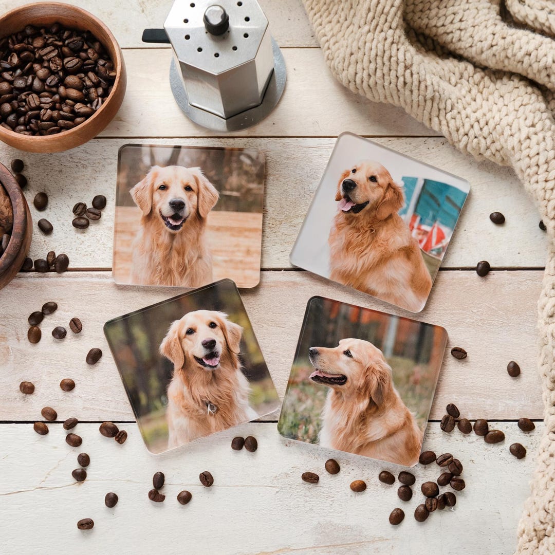 Custom Dog Photo Coasters: Personalized Pet Lover Gift - Etsy
