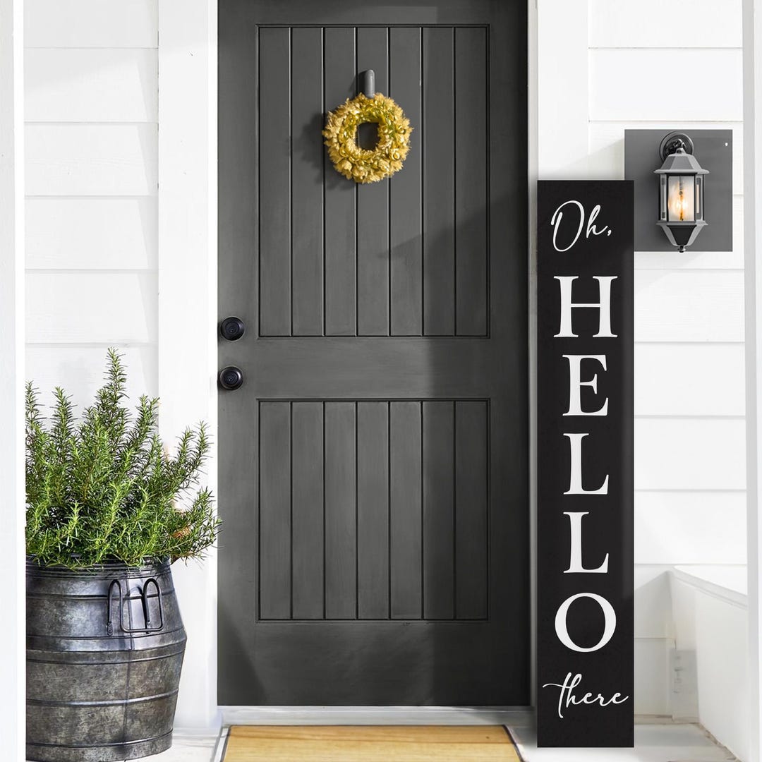 Charming Oh Hello Porch Sign: Rustic Welcome Decor for Front Door and ...