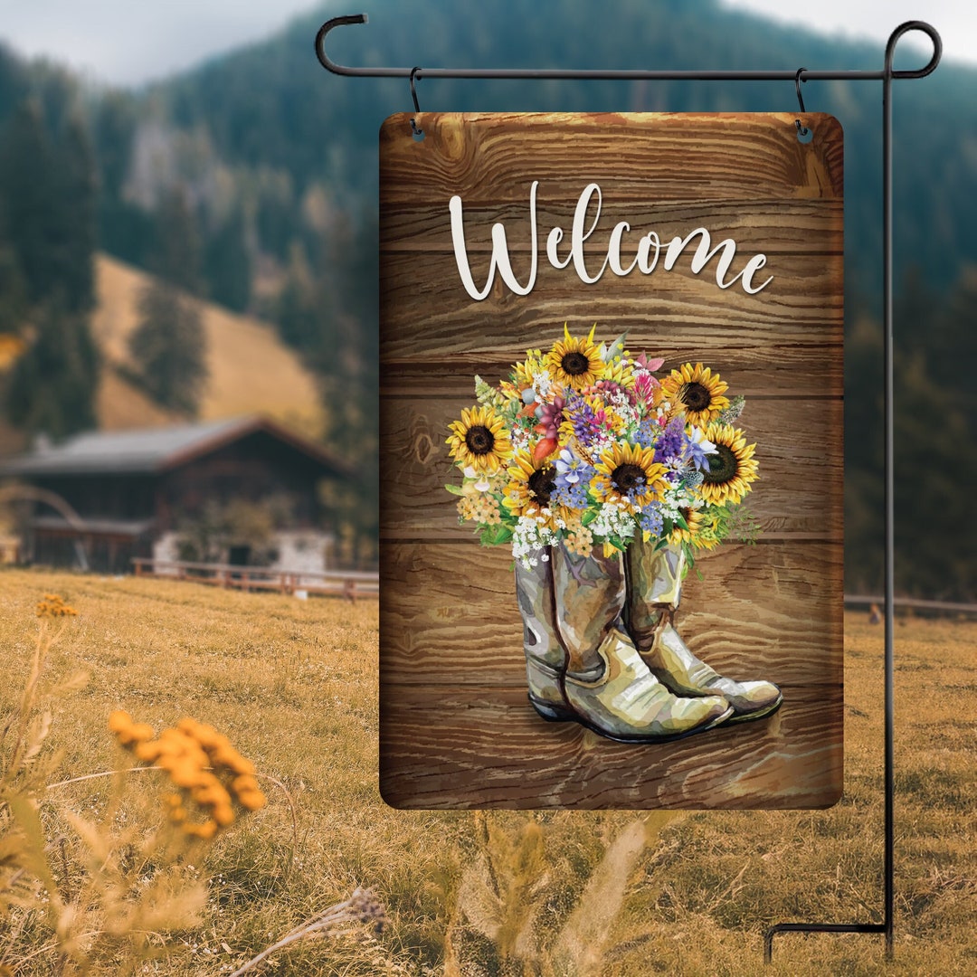 Welcome Metal Sign, Welcome Flag, Garden Metal Sign, Camping Decor ...