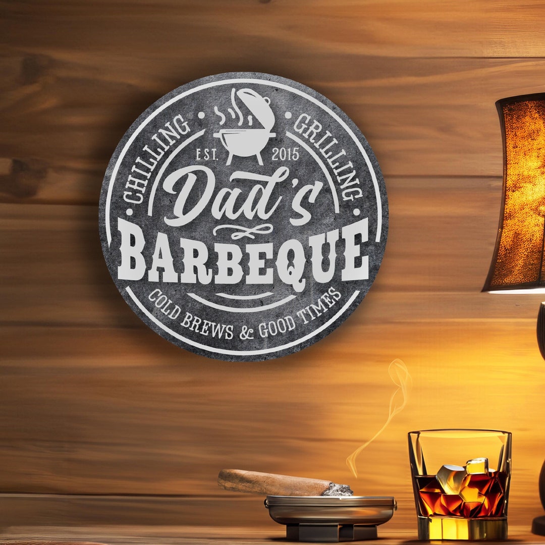Dads Barbeque, Backyard BBQ Sign, Dad BBQ Sign, Barbeque Metal Sign ...