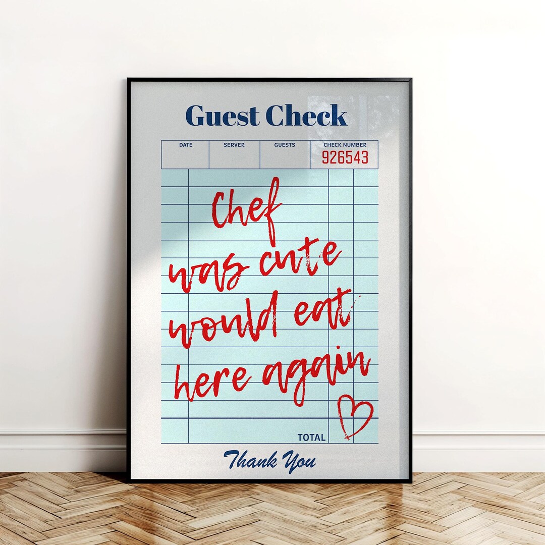 Guest Check Quote Poster, Vintage Receipt Print, Retro Diner Style Wall ...