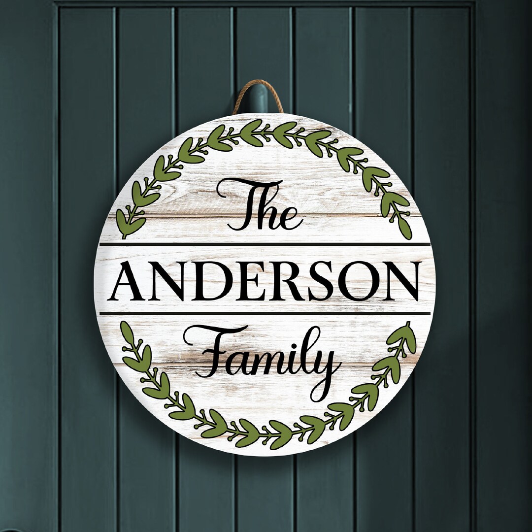 Round Last Name Sign, Family Name Sign, Customized Name Sign, First ...