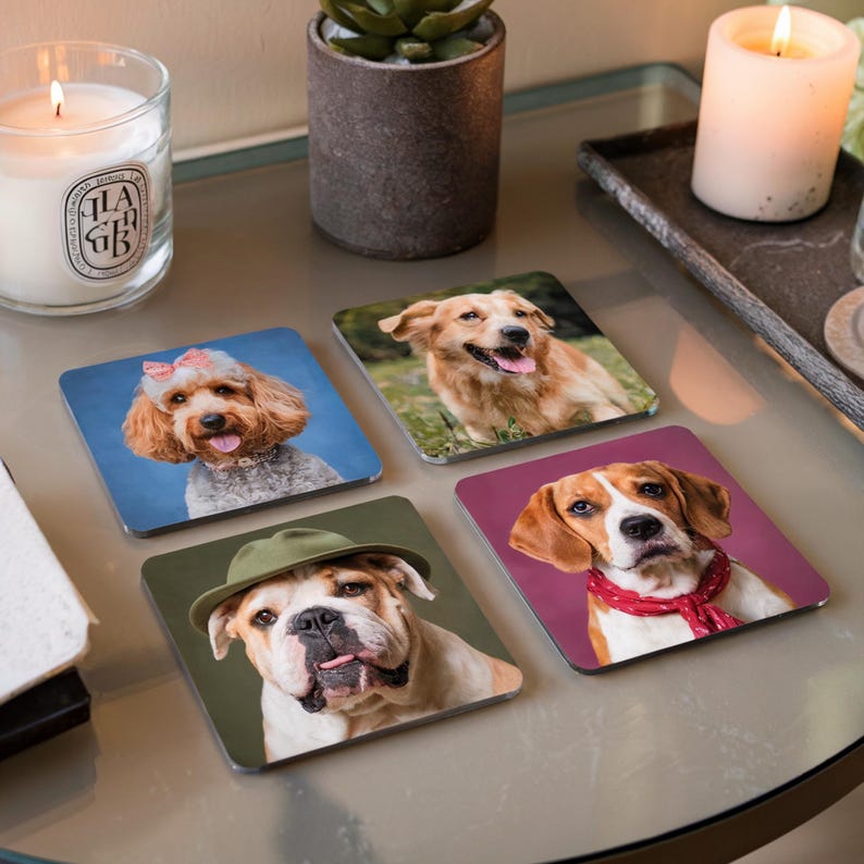 Custom Dog Photo Coasters: Personalized Pet Lover Gift - Etsy