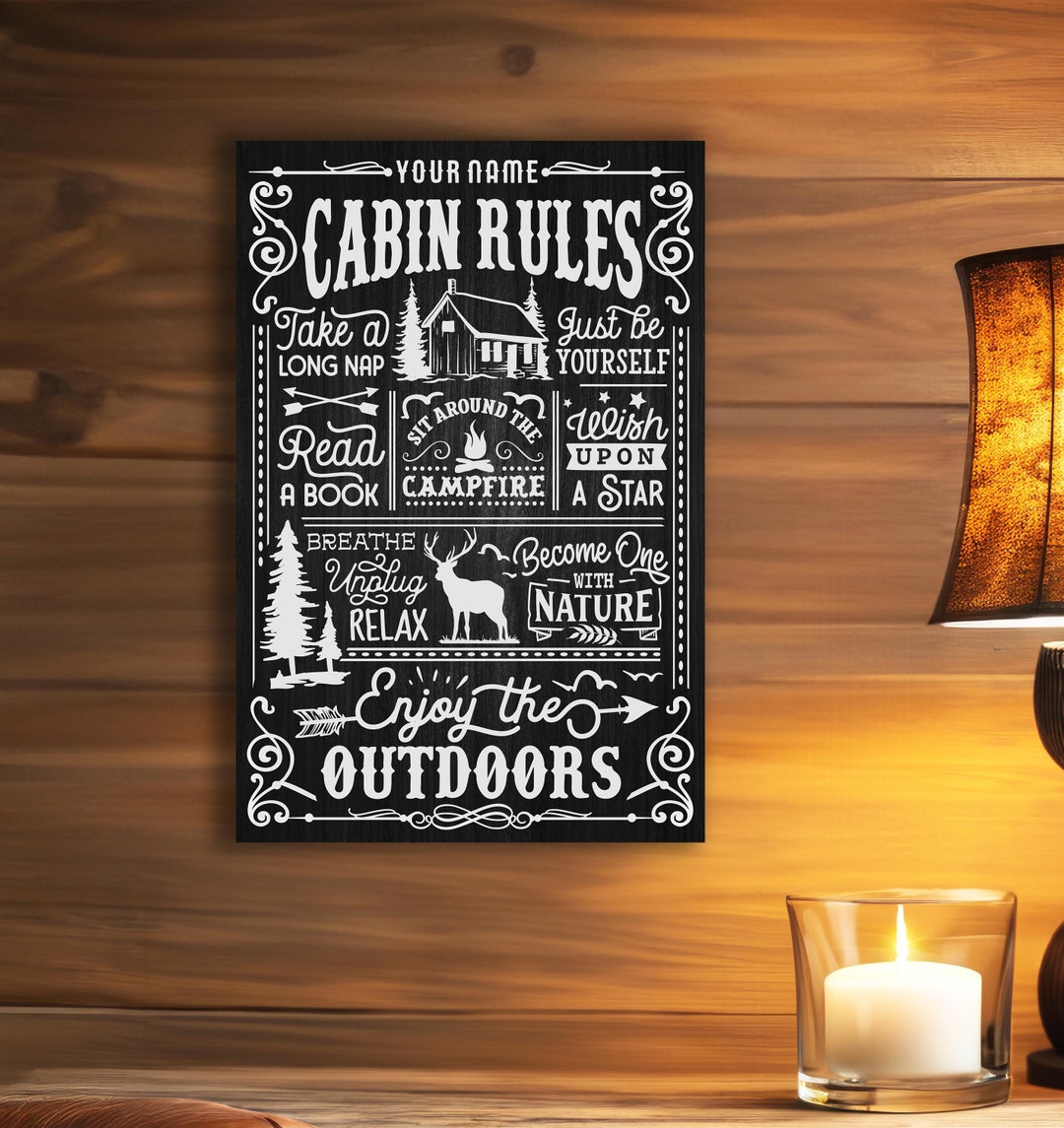 Custom Cabin Sign, Rules Sign, Cabin Sign Outdoor, Rustic Cabin Sign ...
