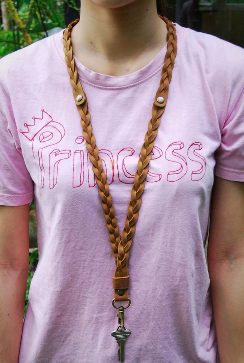 Tan/ Dark Brown Oil Leather Braided Lanyard Leather Keychain | Etsy