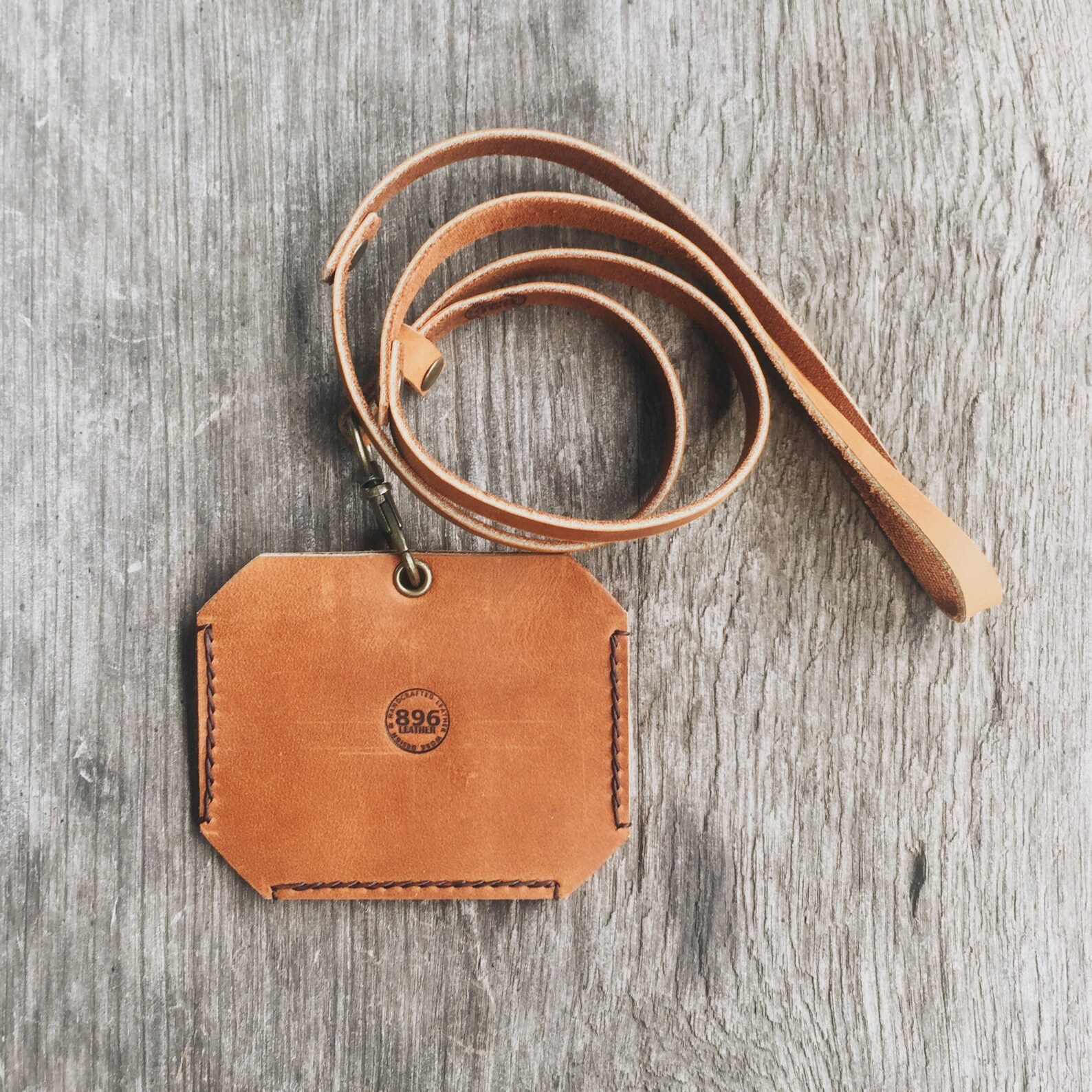 Leather ID Holder (horizontal) With Lanyard, Badge Holder, Name Card ...