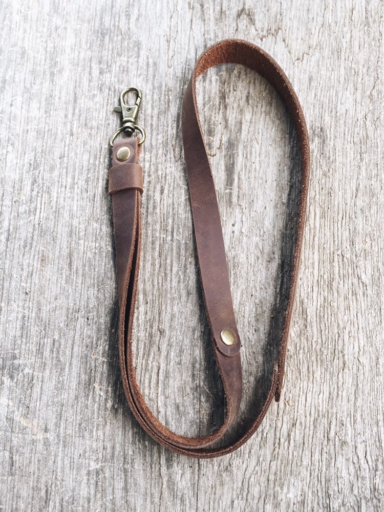 Dark Brown Leather Lanyard Leather Keychain Leather Key - Etsy